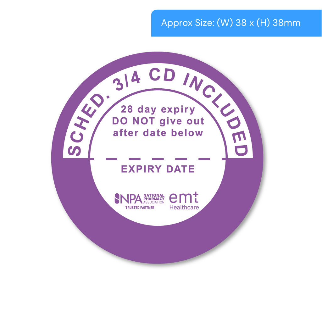 Schedule 3/4 CD Alert Labels | EMT Healthcare